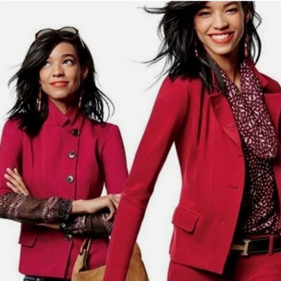 CAbi | Jackets & Coats | Cabi Rhubarb Military Red Ponte Knit ...